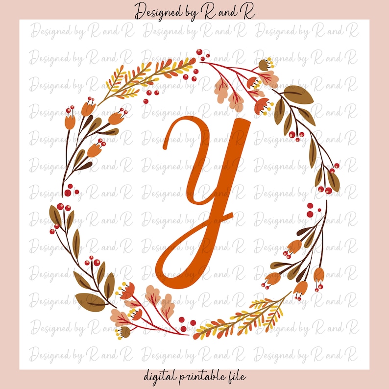Monogram Fall Wreaths Printable Designs From Designed by R and R - Etsy