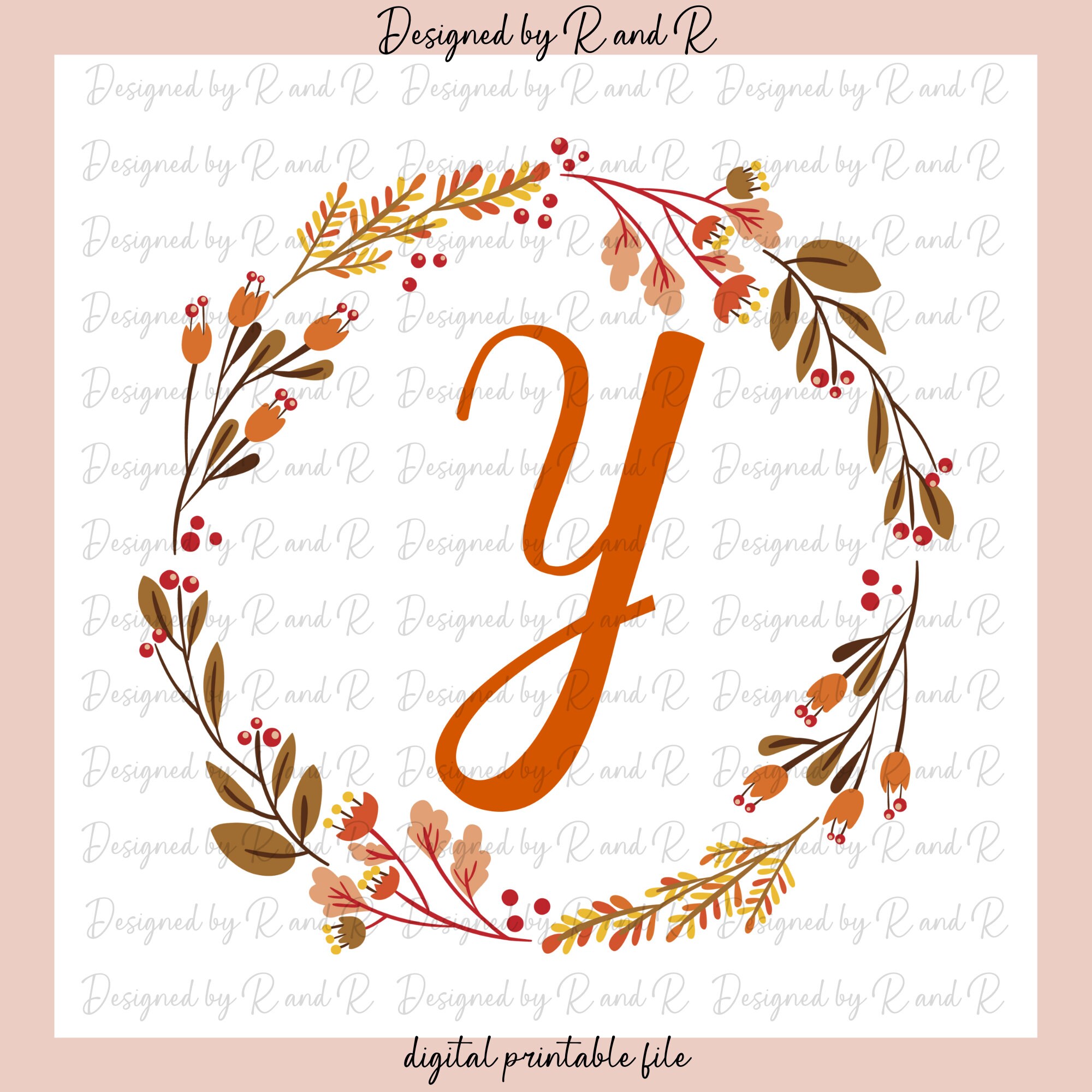 Monogram Fall Wreaths Printable Designs From Designed by R and R - Etsy