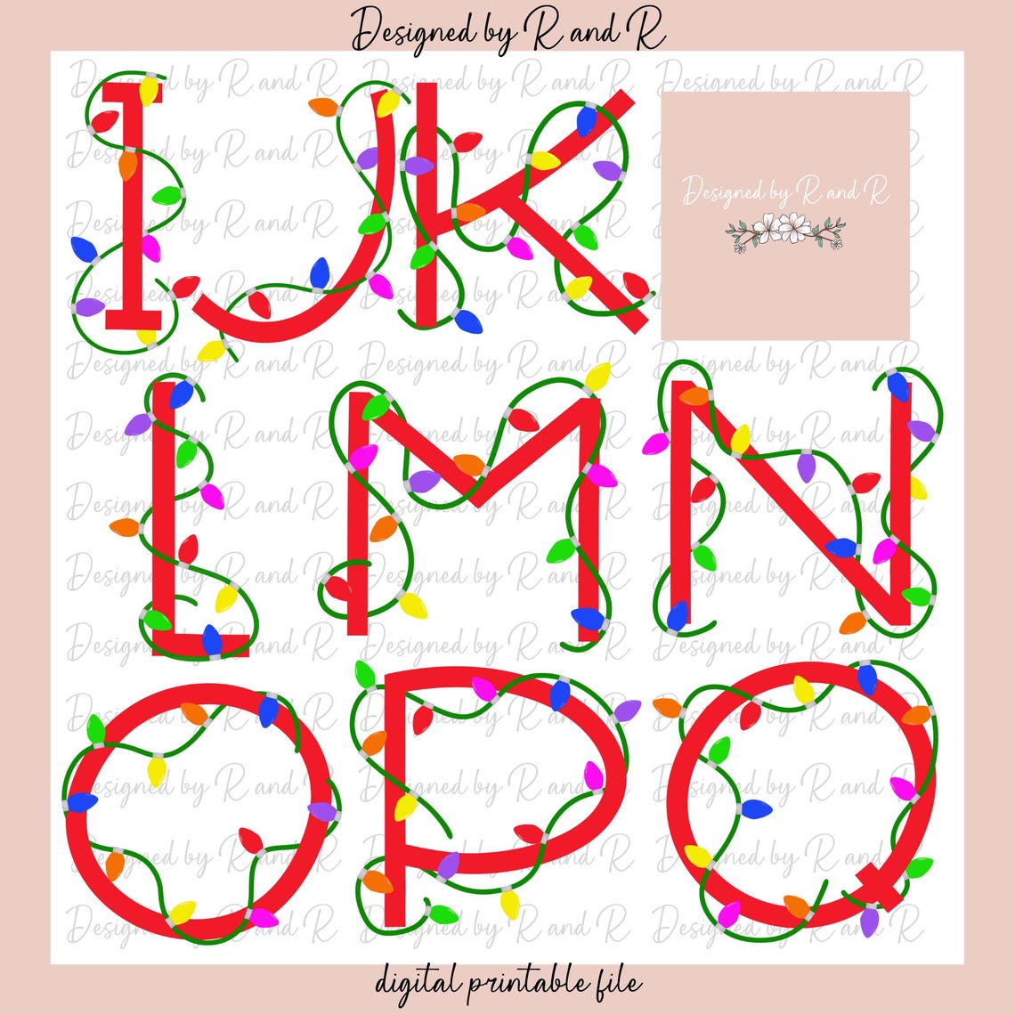 Christmas Light Printable Letters From Designed by R and R - Etsy