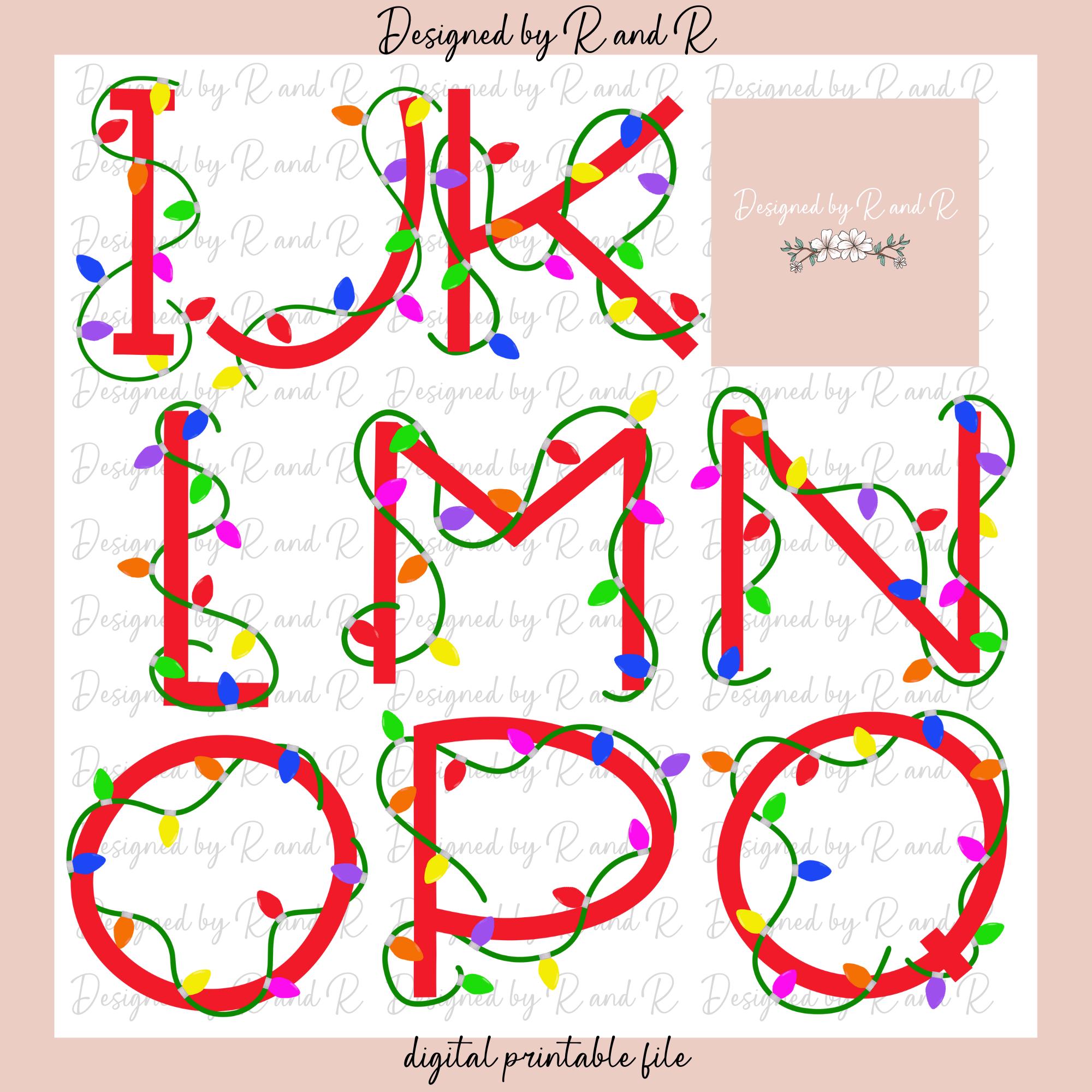 Christmas Light Printable Letters From Designed by R and R - Etsy
