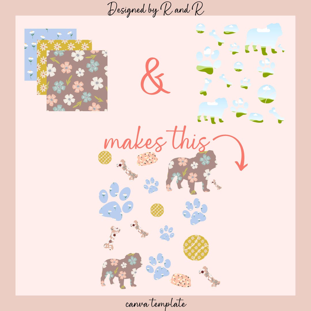 Bulldog Collage Canva Frame Template From Designed by R and R - Etsy