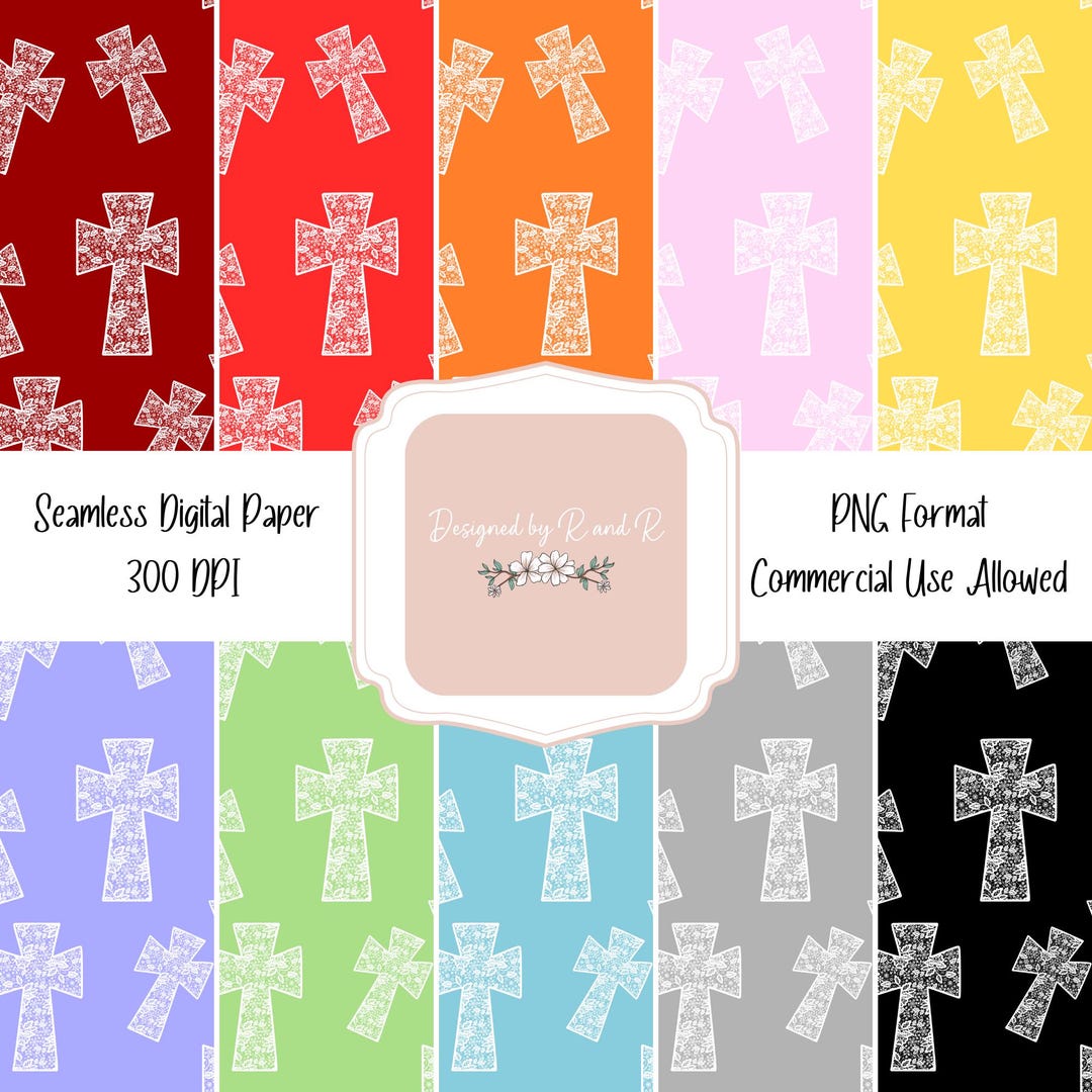 Seamless Lace Cross Digital Papers From Designed by R and R - Etsy