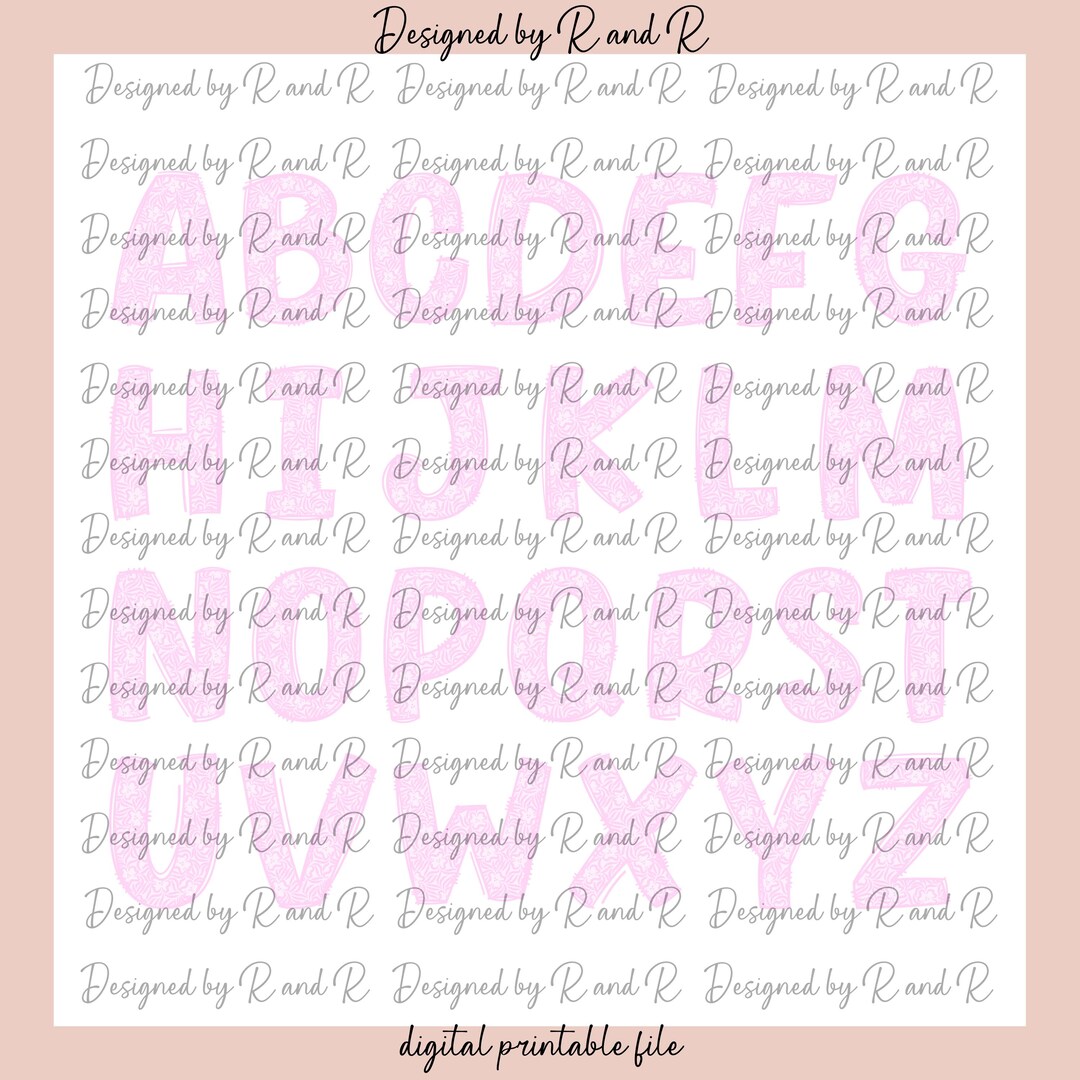 Pink Lace Doodle Letters PNG From Designed by R and R - Etsy
