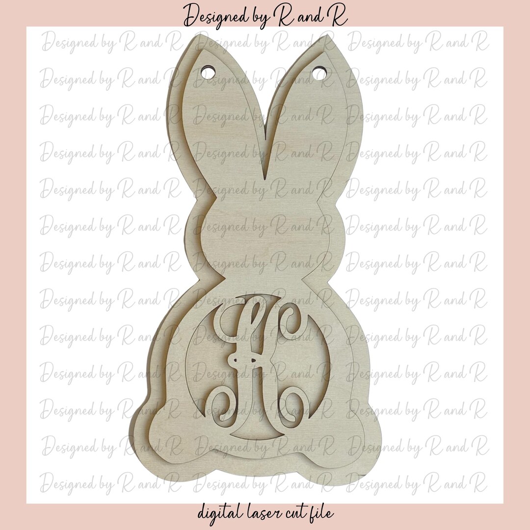 Monogrammed Bunny Signs for Laser Cutters From Designed by R and R - Etsy