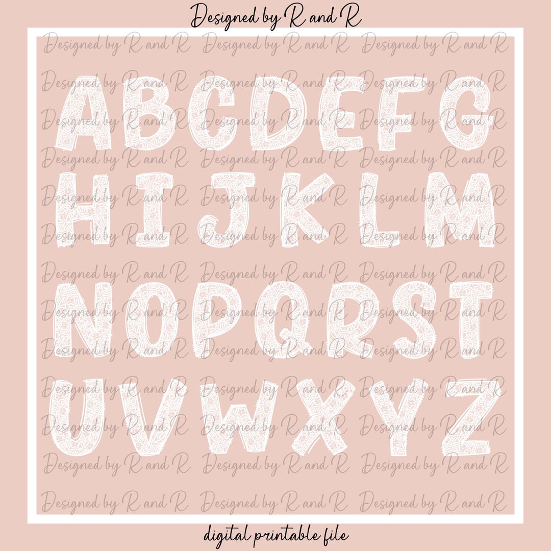 White Lace Doodle Letters PNG From Designed by R and R - Etsy
