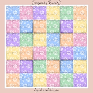 Pastel Paw Print Patchwork Seamless Digital Paper From Designed by R ...