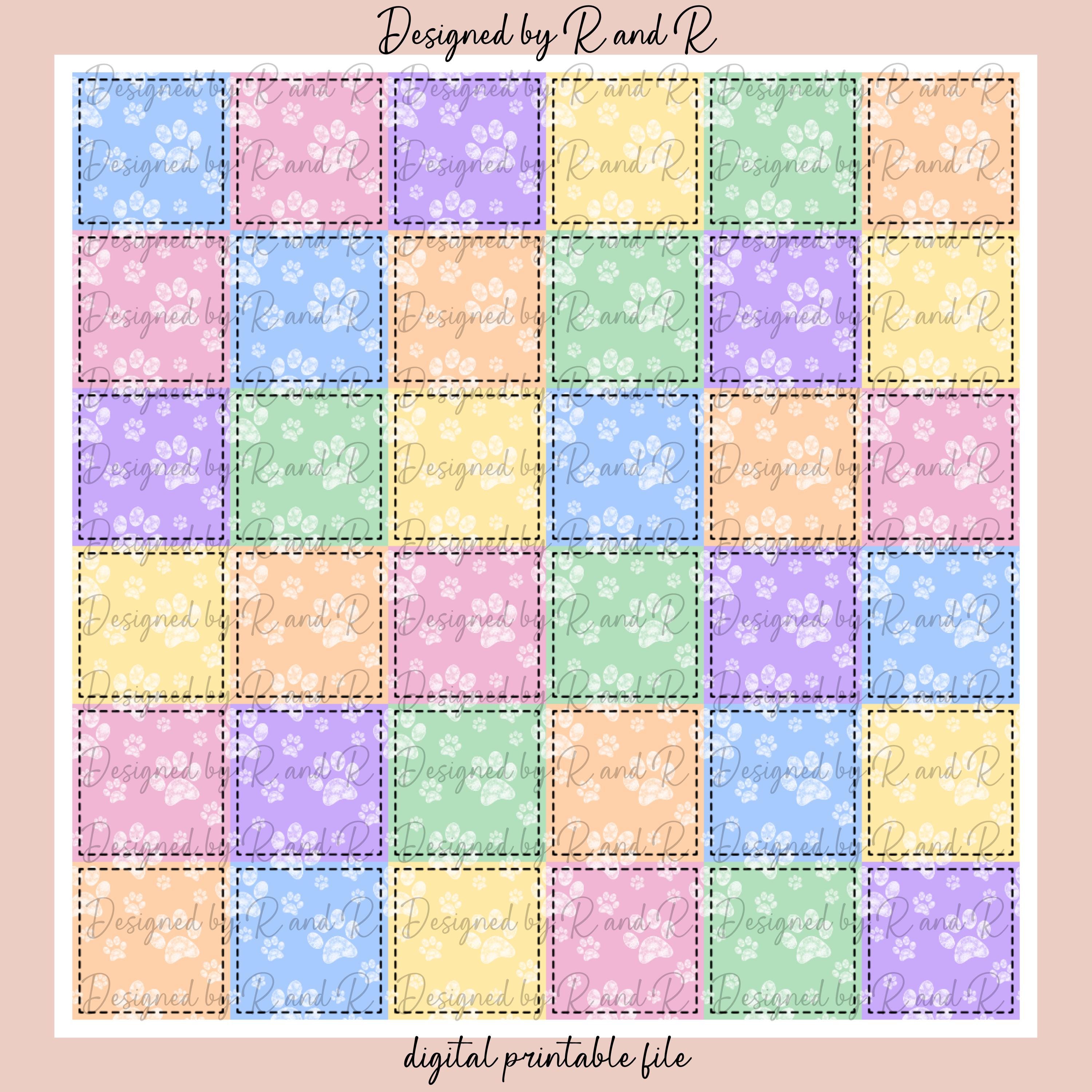 Pastel Paw Print Patchwork Seamless Digital Paper From Designed by R ...
