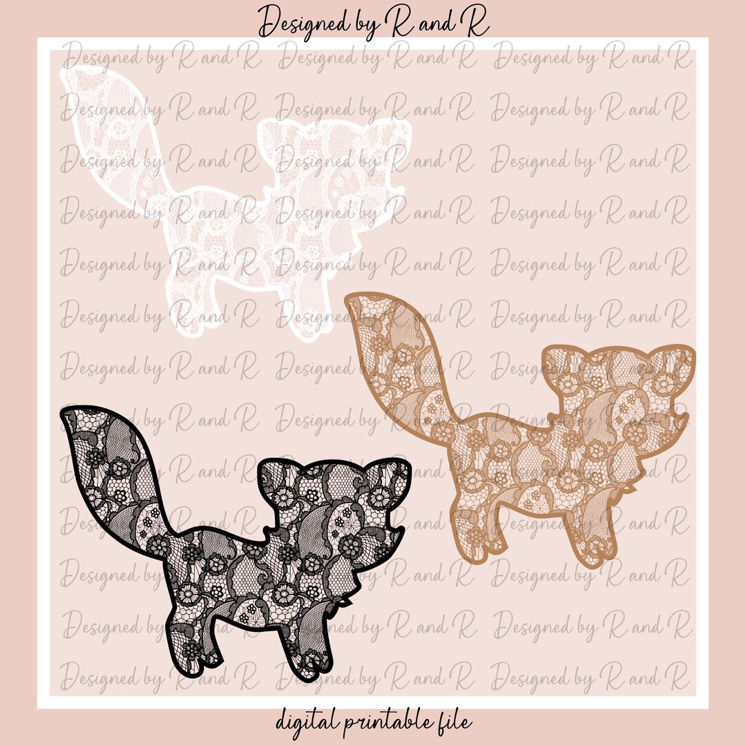 Lace Fox PNG Designs (3 Colors Included) From Designed by R and R - Etsy