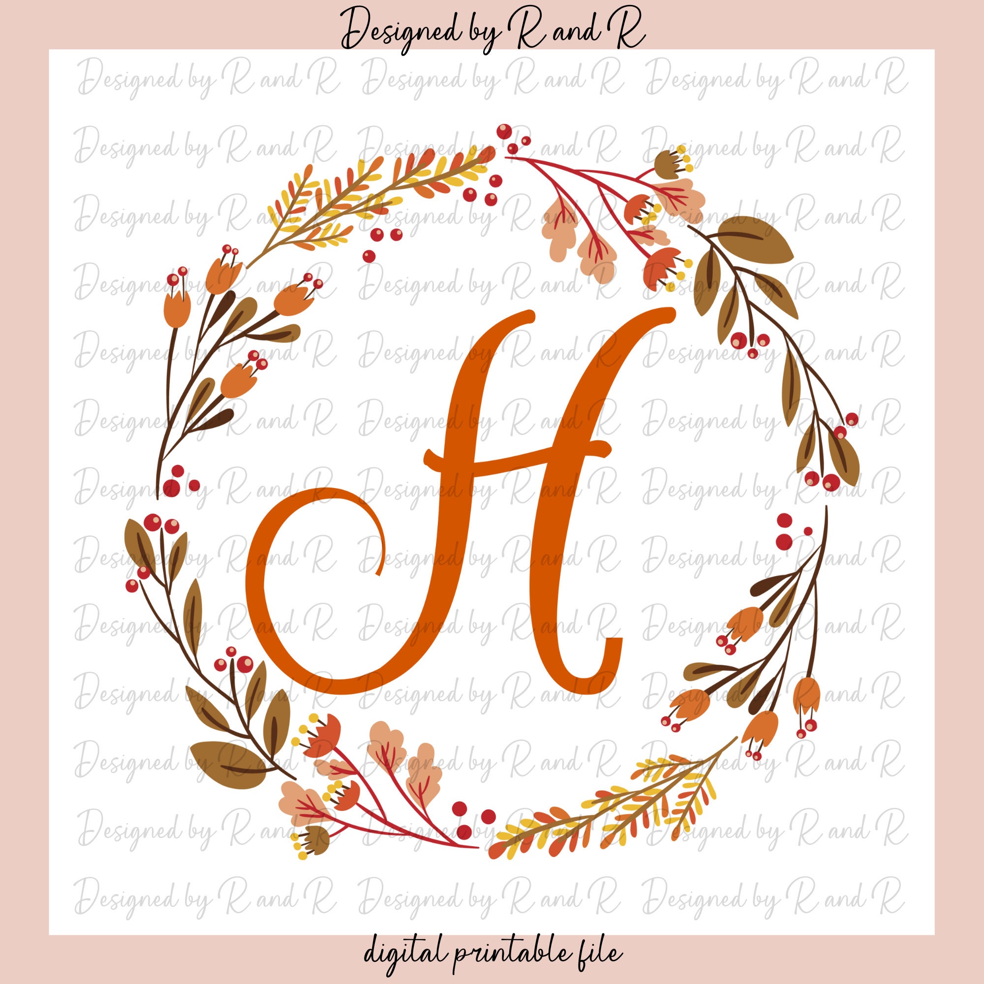 Monogram Fall Wreaths Printable Designs From Designed by R and R - Etsy