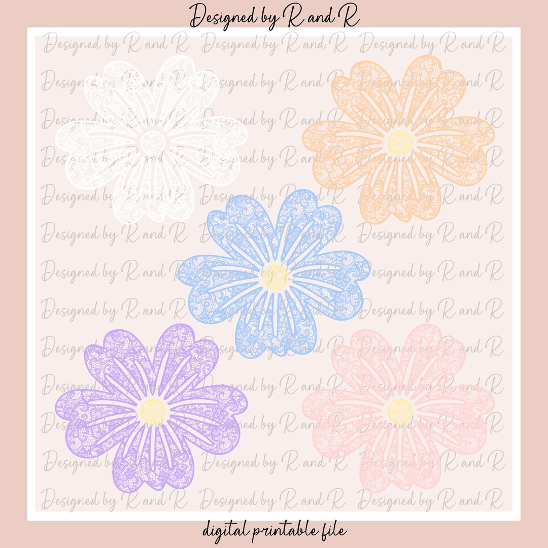 Lace Flowers PNG From Designed by R and R - Etsy