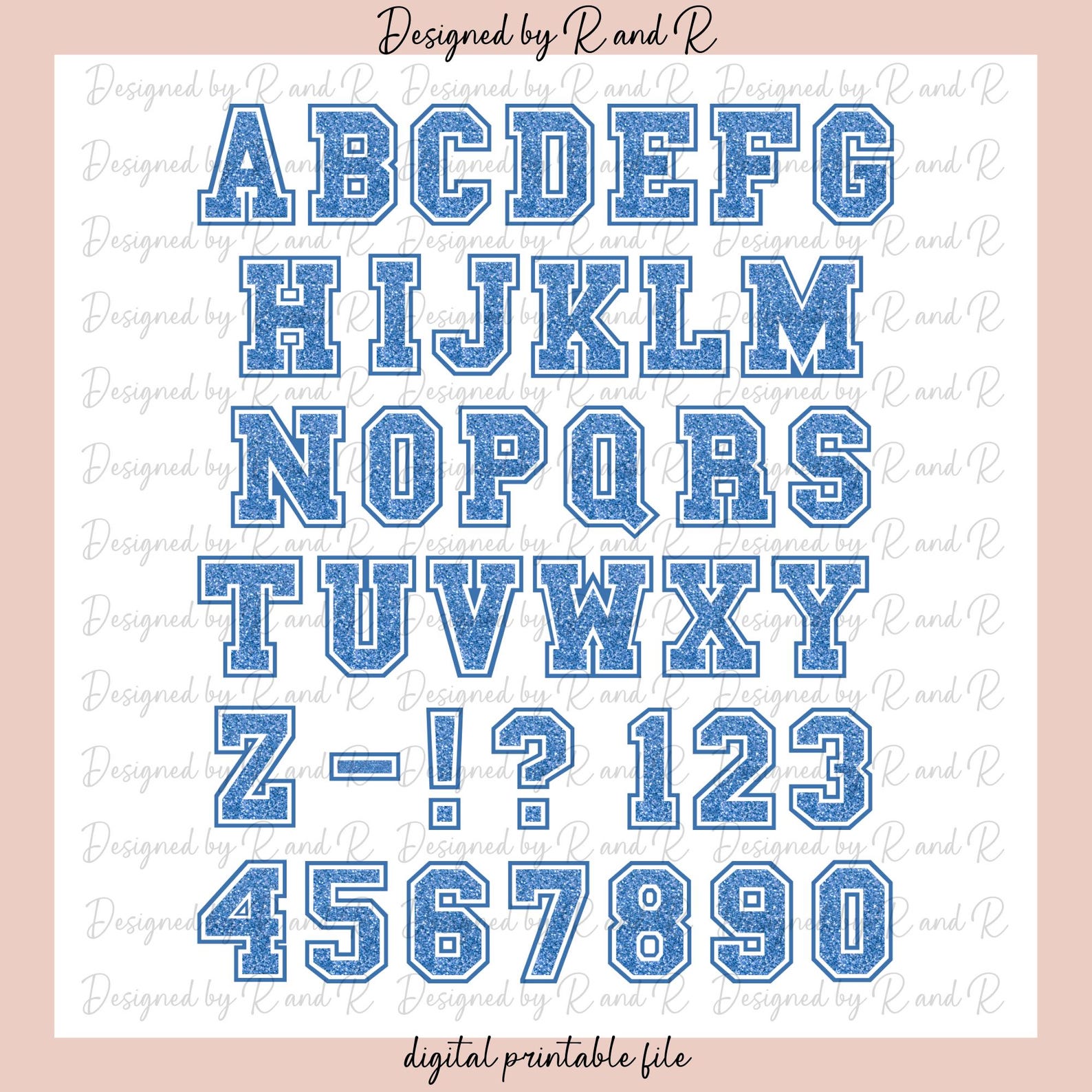 Blue Glitter Varsity Alpha Letters From Designed by R and R - Etsy