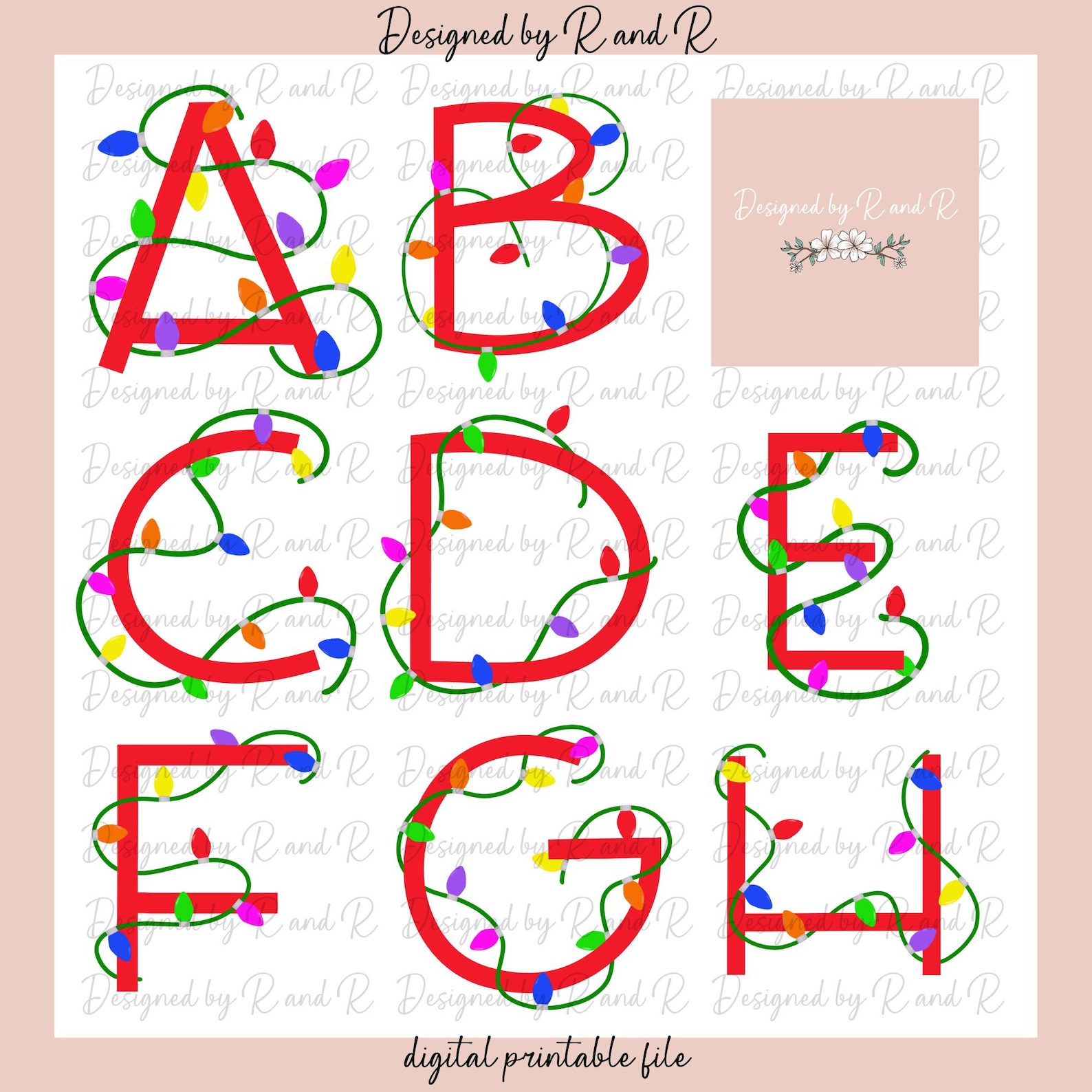 Christmas Light Printable Letters From Designed by R and R - Etsy