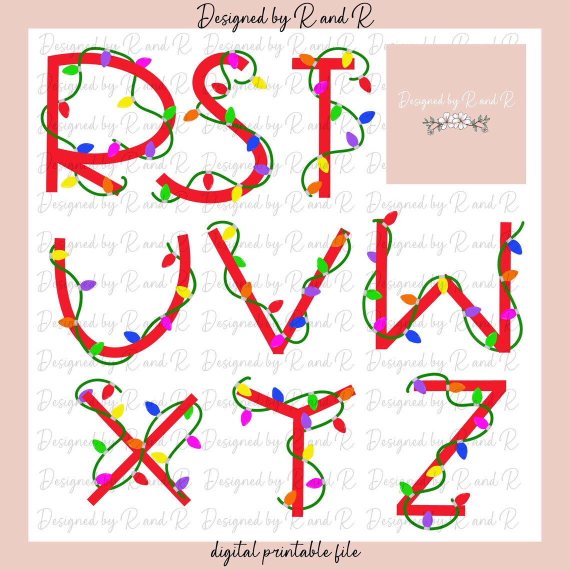 Christmas Light Printable Letters From Designed by R and R - Etsy