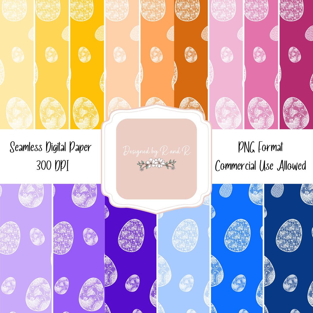 Seamless Lace Easter Egg Digital Papers From Designed by R and R - Etsy