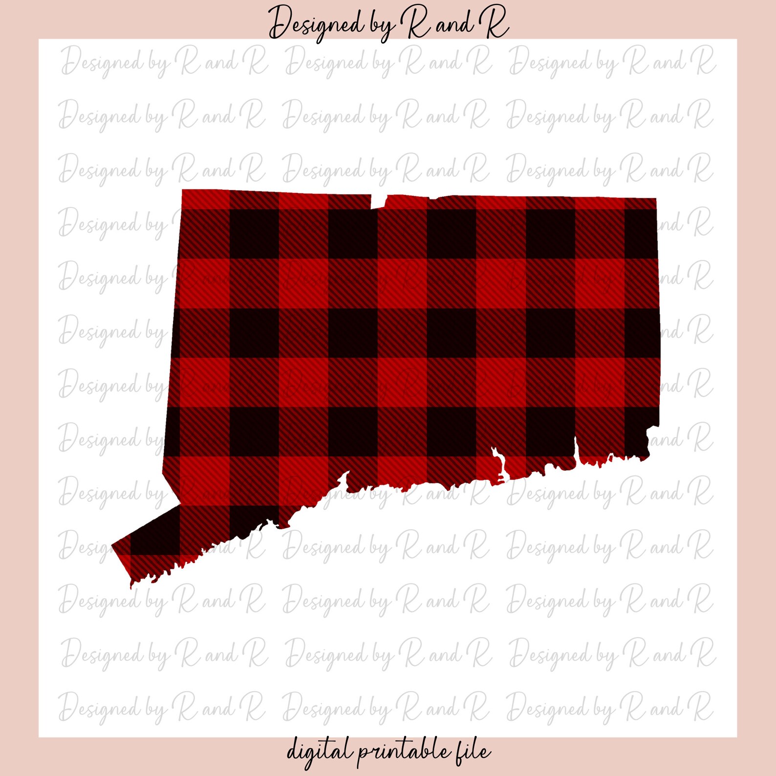 50 Buffalo Plaid State Printable Designs From Designed by R and R - Etsy