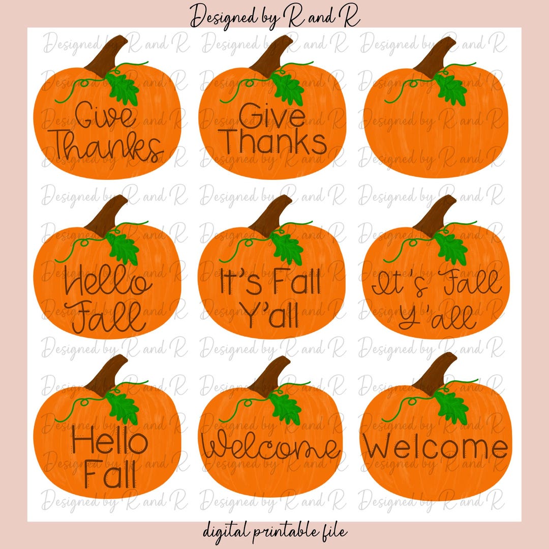 Pumpkin Words Printable Designs From Designed by R and R - Etsy