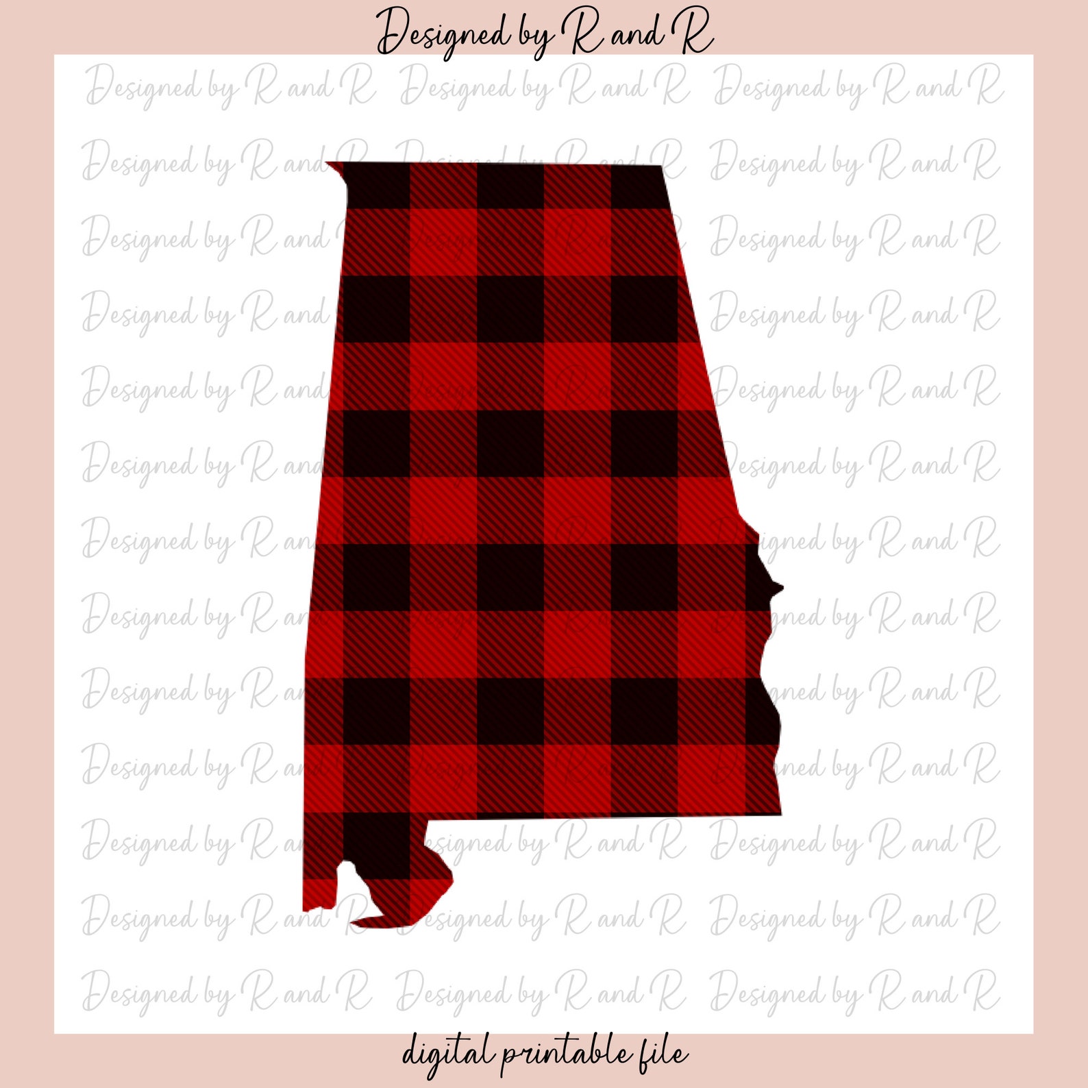 Alabama Buffalo Plaid Printable PNG Design From Designed by R and R - Etsy