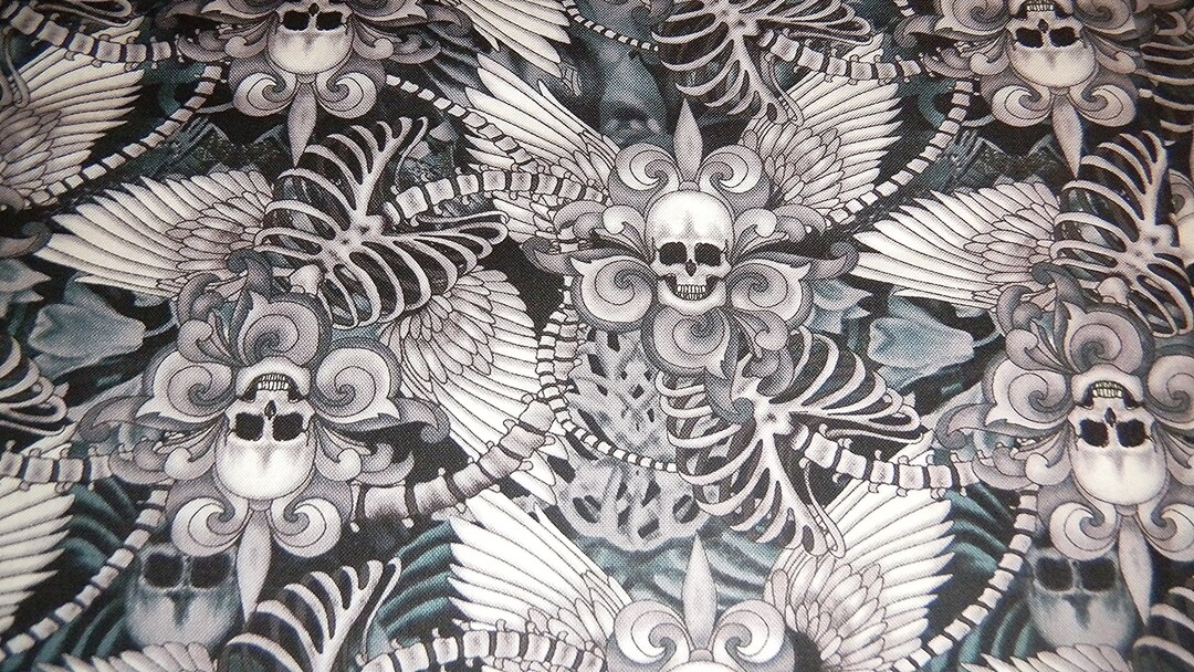 Goth Glam Fleur De Lis Skull Winged Skull NOLA Skull Wings Grinning ...