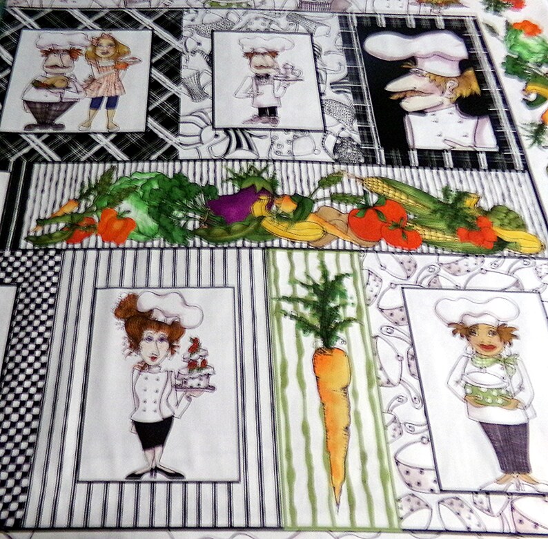 Chef Fabric Panel Bon Appetit Culinary Design From Loralie - Etsy
