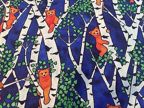 Bear in Aspen Trees Fabric: Woodland Fantasy Wildlife Print - Etsy