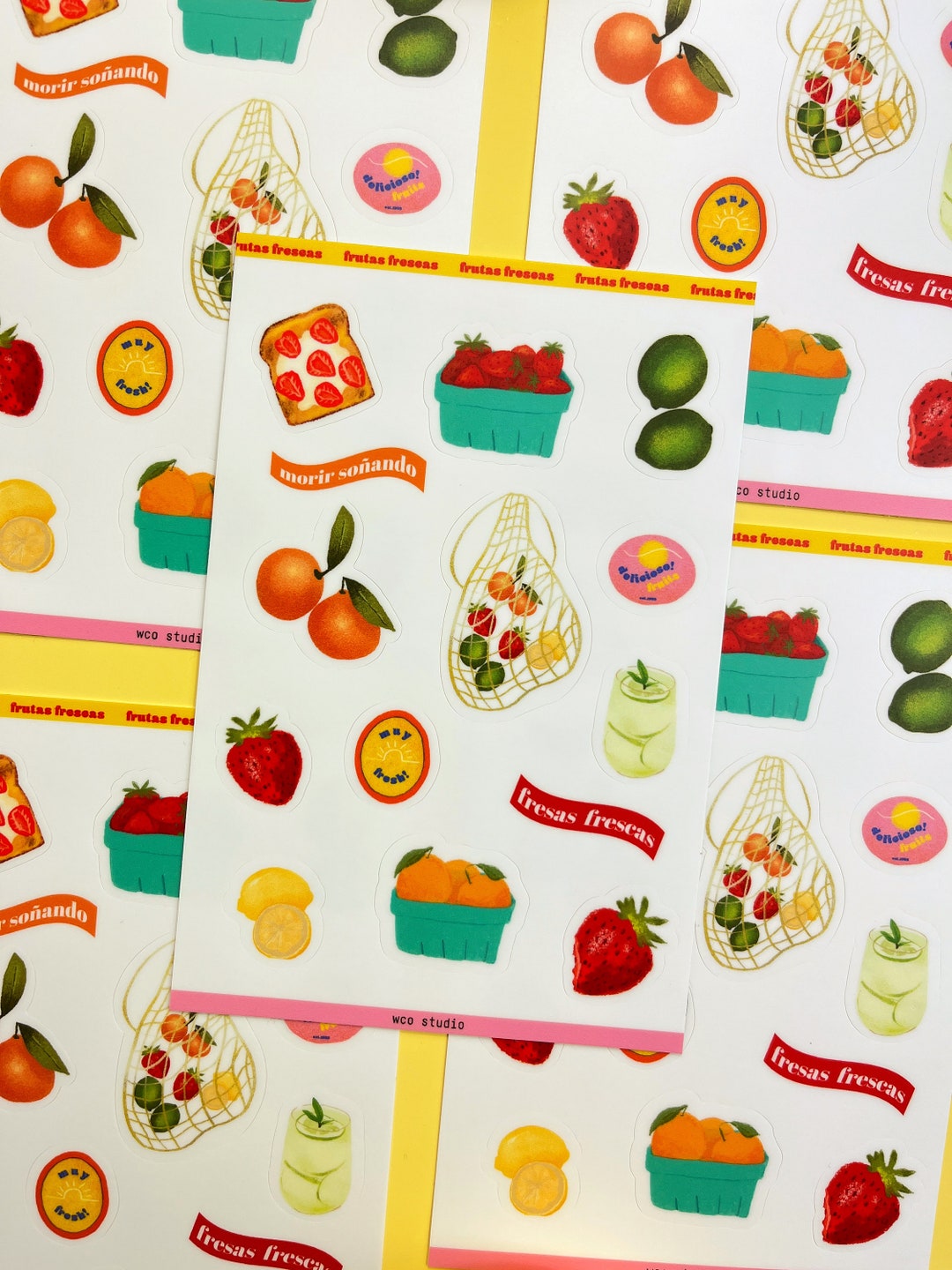 Frutas Frescas - Vinyl Sticker Set // Cute Fruit Sticker Set // Market ...