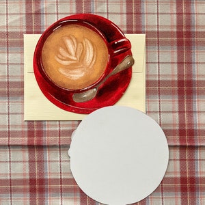 Cafe Latte Note Card // Blank Die-cut Coffee Latte Shaped Card // Cafe ...