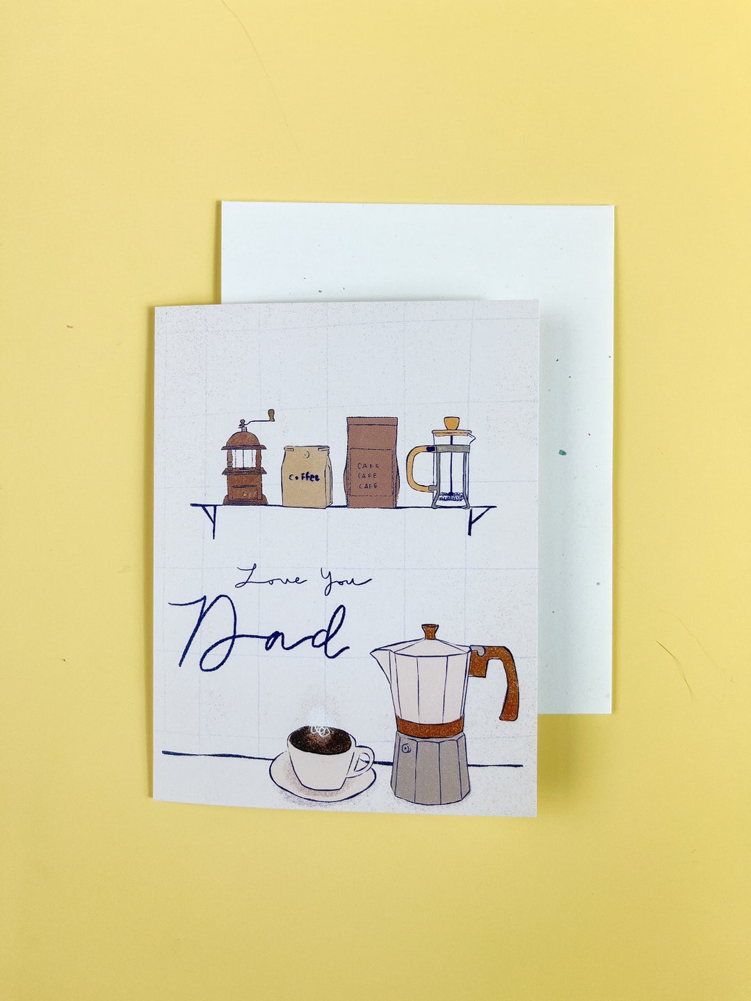 Love You Dad Greeting Card // Happy Fathers Day Greeting Card // Coffee ...