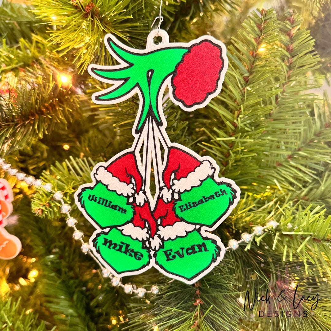 Personalized Family Name Grinch Ornament, Custom Ornaments, 1-10 Names ...