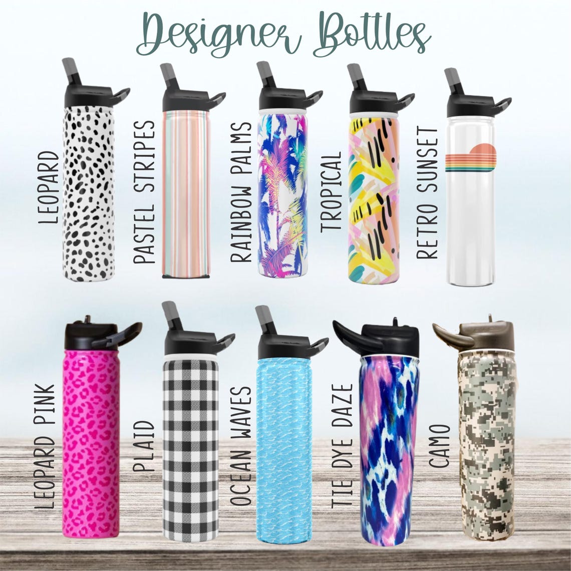 Tropical Paradise Personalized Water Bottle: Engraved 27oz Steel ...