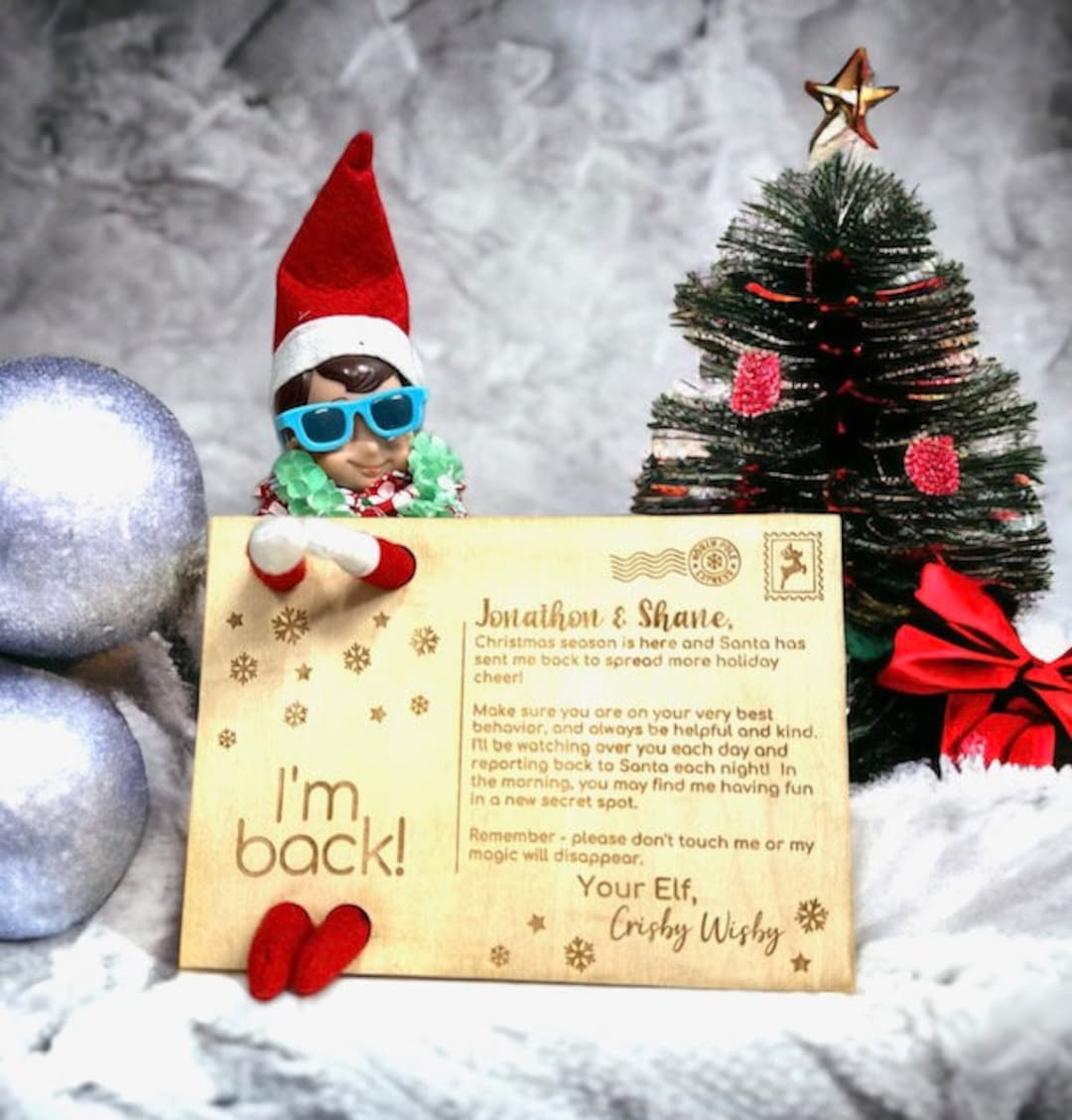 I'm Back Personalized Elf Return Postcard, Elf Prop, Christmas Elf, Elf ...