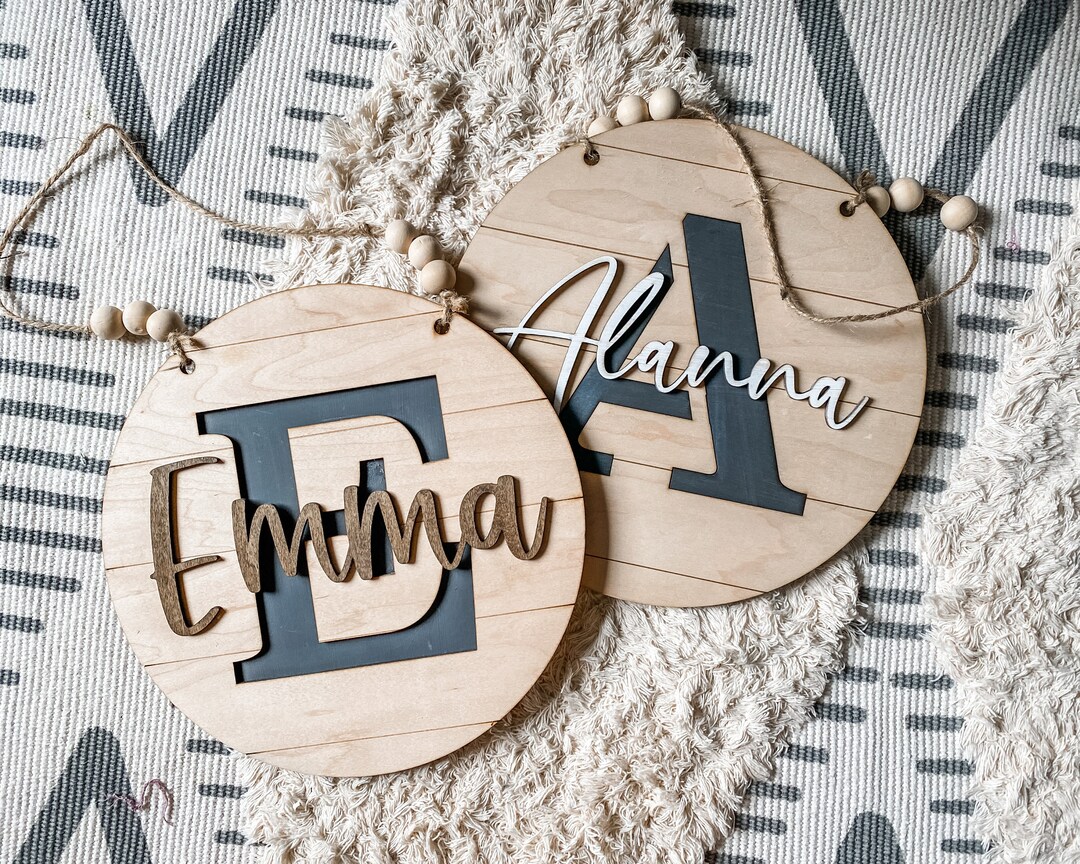 Personalized Door Sign, Custom Engraved Wood Door Hanger for Bedroom ...