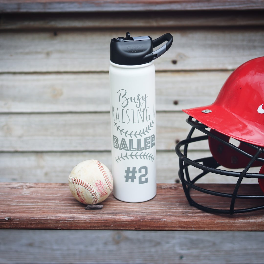 Busy Raising a Baller Water Bottle, Stainless Steel, Engraved, Double ...