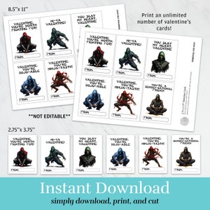 Kids Ninja Valentine | INSTANT DOWNLOAD | Valentine Day Cards | Ninja ...