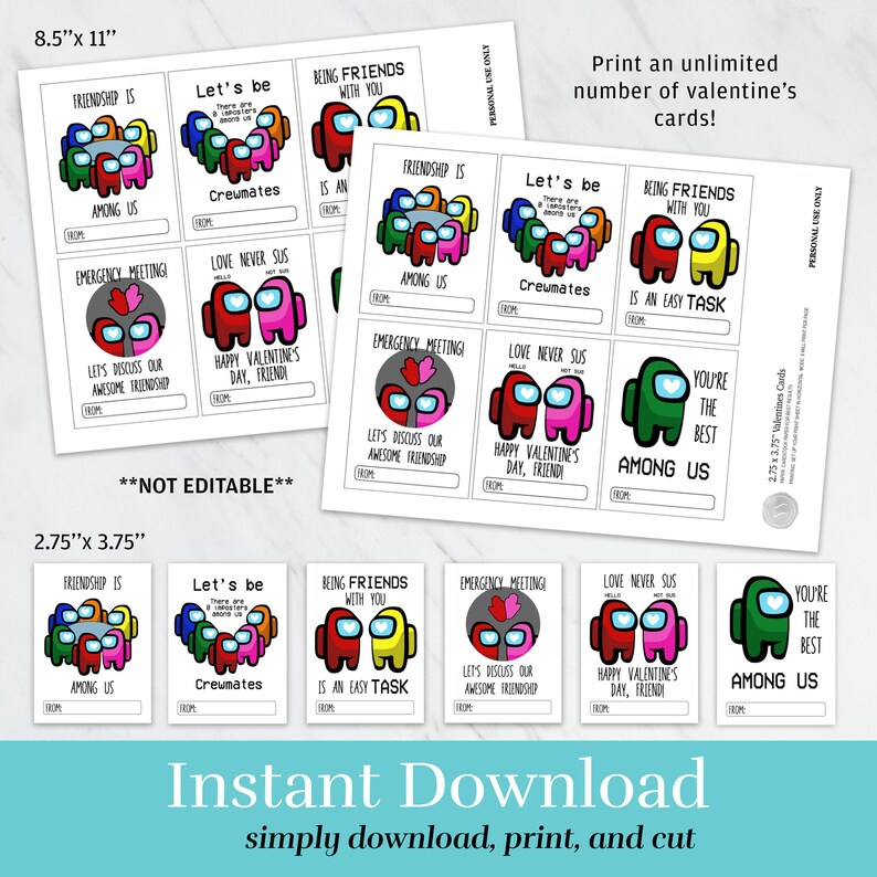 Kids Valentine | INSTANT DOWNLOAD | Valentine Day Cards | Video Game ...