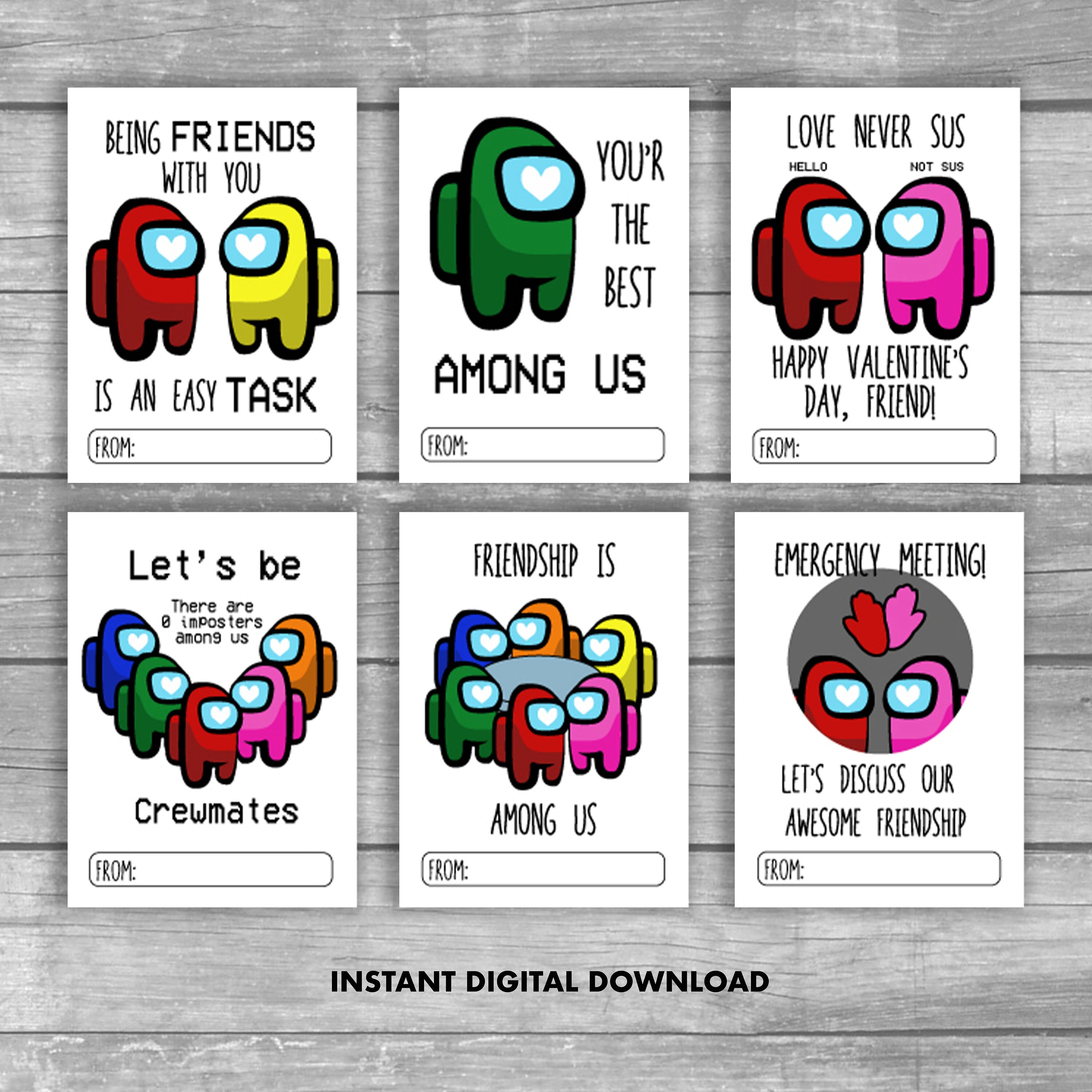 Among Us Valentines Cards, Among Us Art, Among Us Valentine Cards, Kids ...