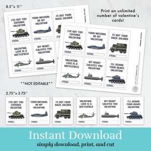 Kids Army Valentine | INSTANT DOWNLOAD | Valentine Day Cards | ARMY ...