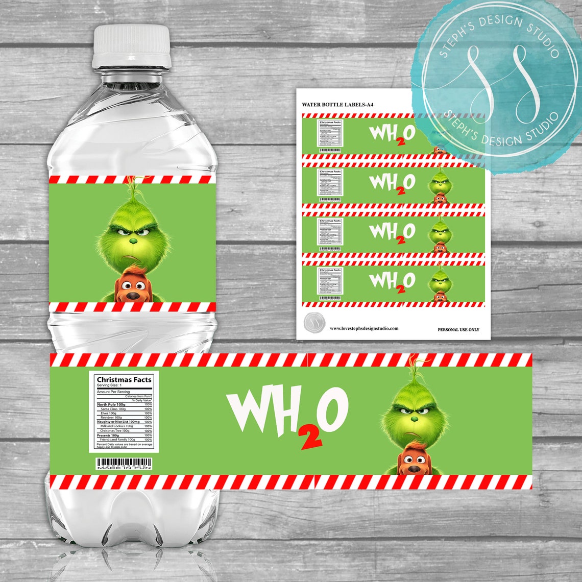 Christmas Water Bottle Labels Water Bottle Labels Christmas | Etsy