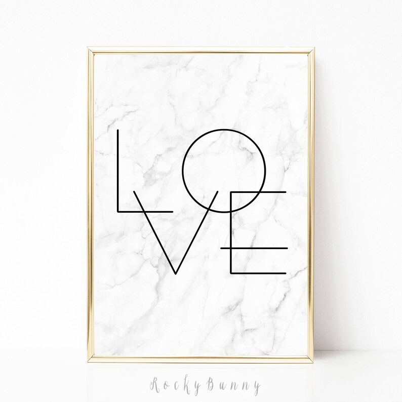 Typography Printable Poster Love Typography Print Marble - Etsy