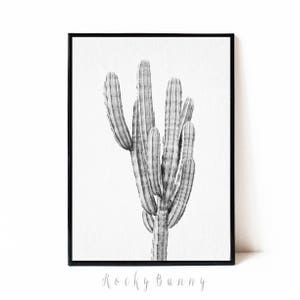 Cactus Print Black and White, Printable Cactus Poster, Instant Download ...