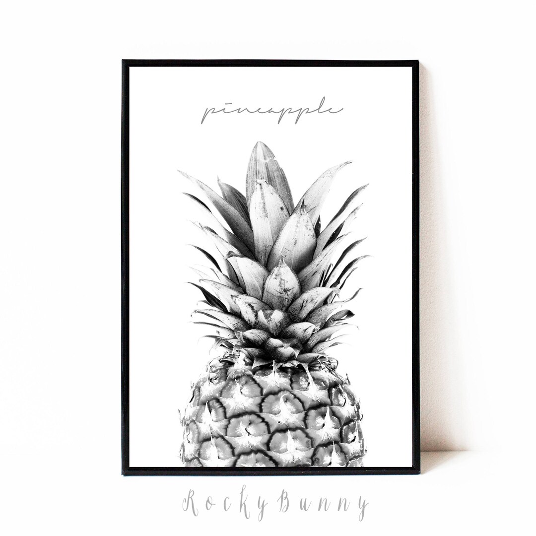 Pineapple Print Black and White, Printable Poster, Pineapple Wall Art ...
