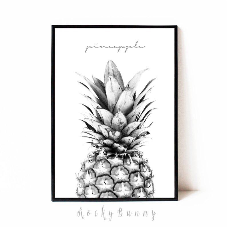 Pineapple Print Black and White, Printable Poster, Pineapple Wall Art ...