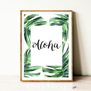 Palm Leaf Poster, Printable Wall Art, Tropical Print, Instant Download ...