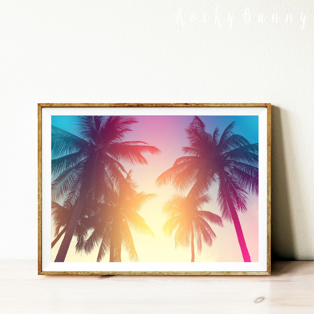 Tropical Palm Tree Print, Printable Rainbow Palm Tree Poster, Digital ...