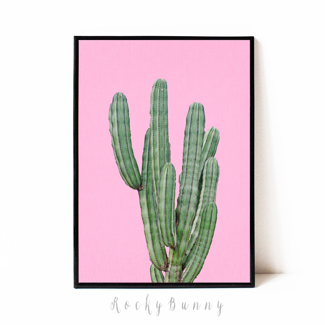 Printable Cactus Wall Art, Pink Background Cactus Print, Purple Cactus ...