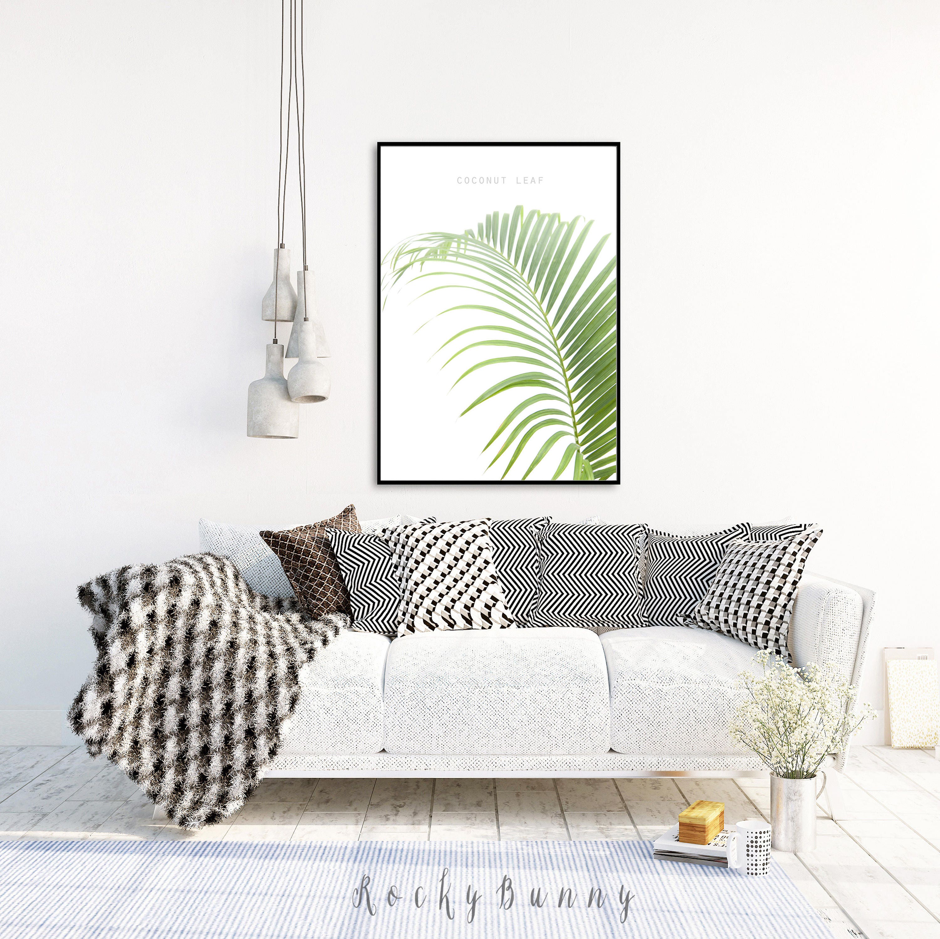 Palm Leaf Poster Printable Wall Art Tropical Print Instant - Etsy