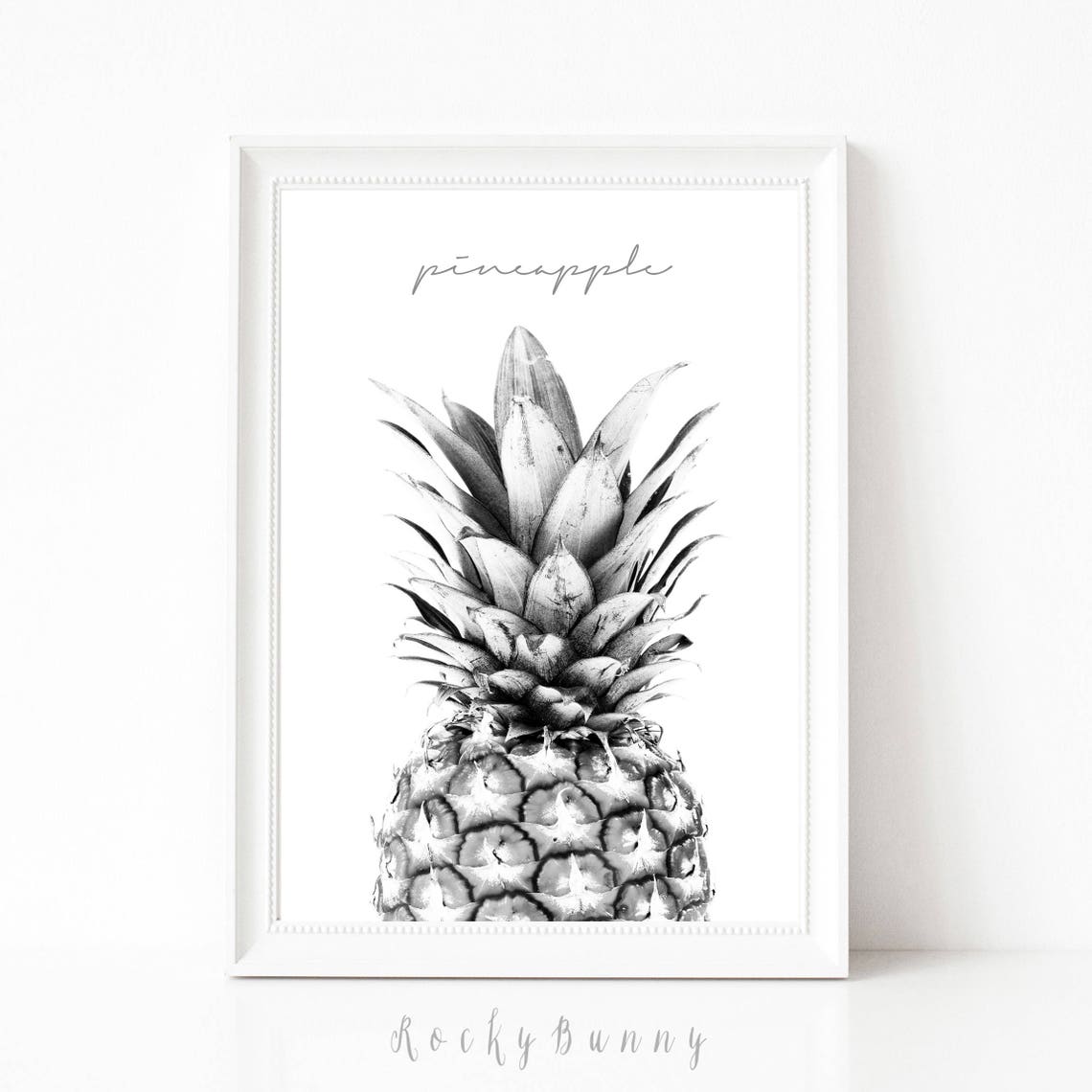 Pineapple Print Black and White, Printable Poster, Pineapple Wall Art ...