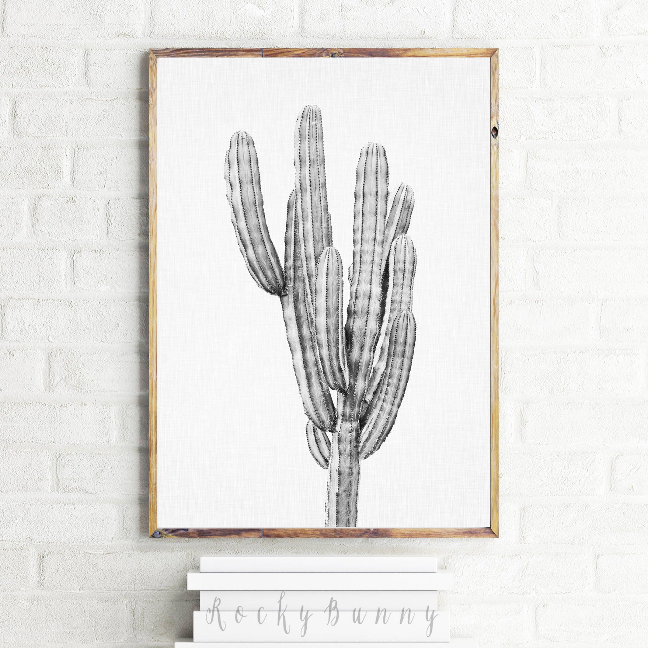 Cactus print black and white printable cactus poster instant | Etsy