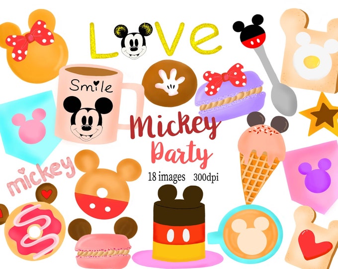 Mickey Party Clip Art Watercolor Mickey Clip Art Mickey - Etsy