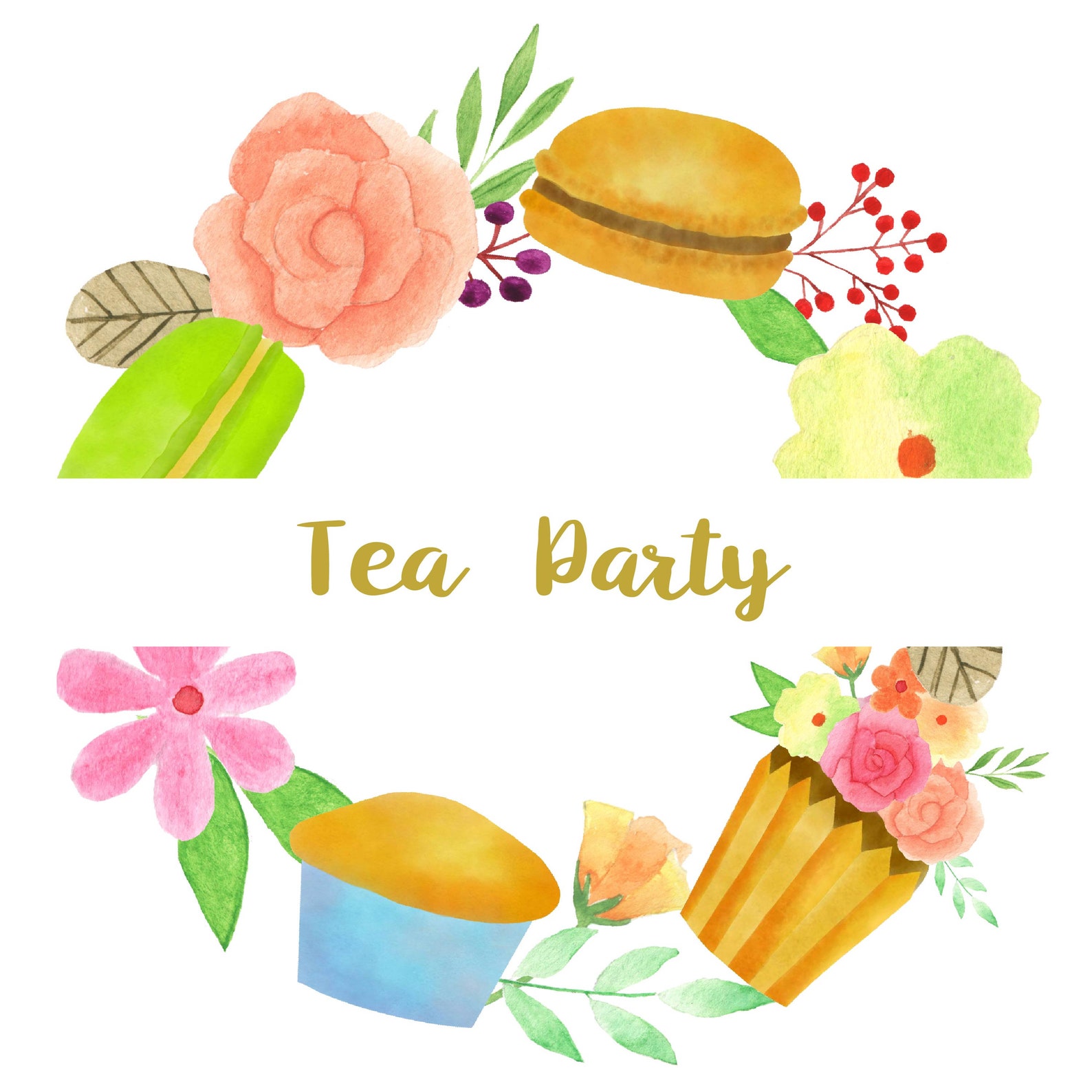 Flower Tea Party Clip Art Watercolor Tea Party Clip Art/ Tea - Etsy New ...