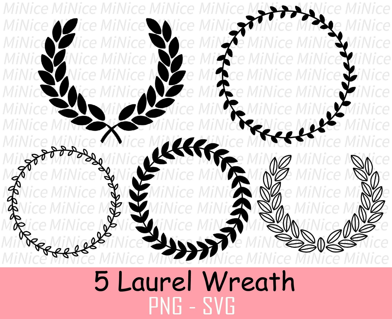 Laurel Wreath SVG Bundle Flower Svg Wreath Png Bundle - Etsy